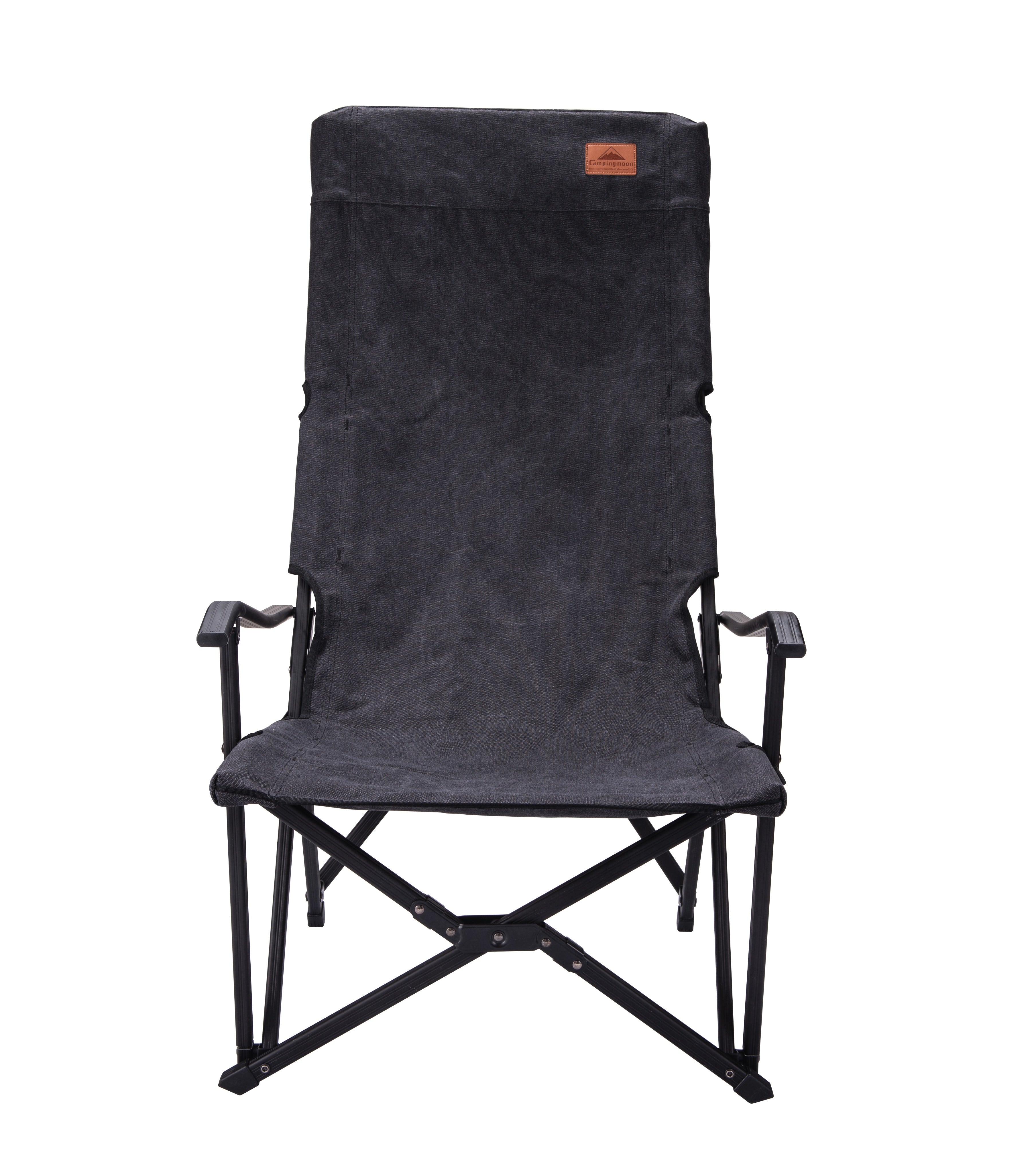 F-1002C-BK Foldable High-Back Low Camping Chair - Cotton Canvas in Bla ...
